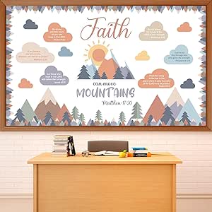 Amazon.com : gisgfim 40Pcs Faith Can Move Mountains Bulletin Board Set ...