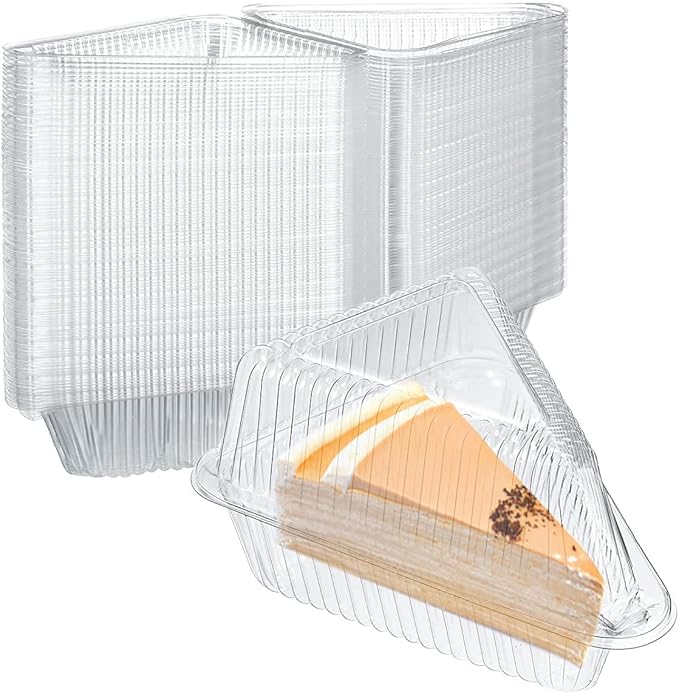 Amazon.com: 100 Pieces Cake Slice Container Boxes Plastic Pie Slice ...