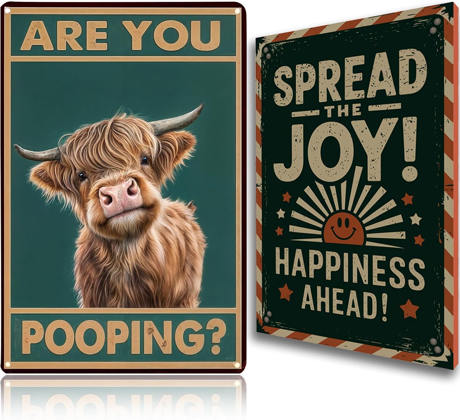 Amazon.com: Funny Highland Cow Bathroom Wall Decor Sign: Are You ...