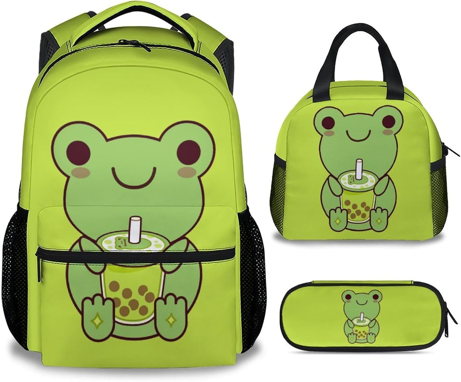 Amazon.com: COOPASIA Frog Backpack with Lunch Box and Pencil Case, 16 ...