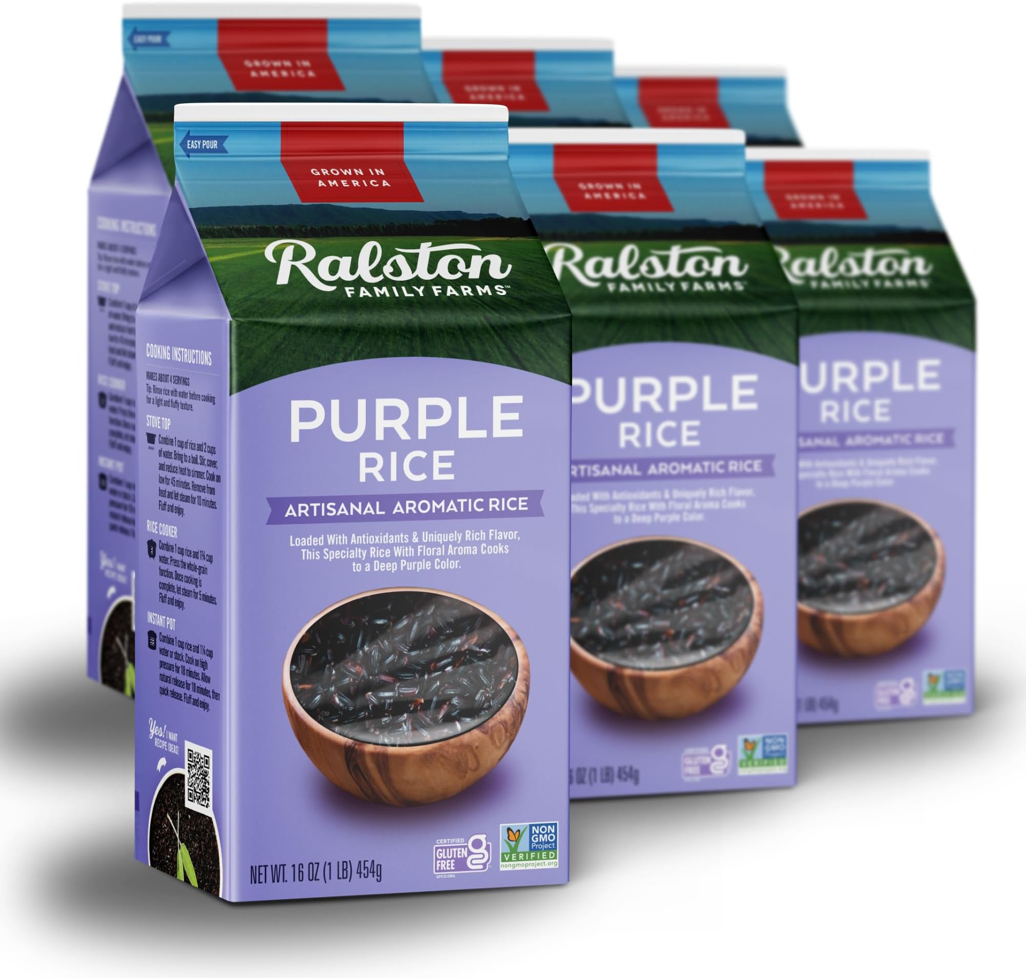 Amazon.com : Ralston Family Farms Purple Rice, 16 oz Carton: 6 Pack ...
