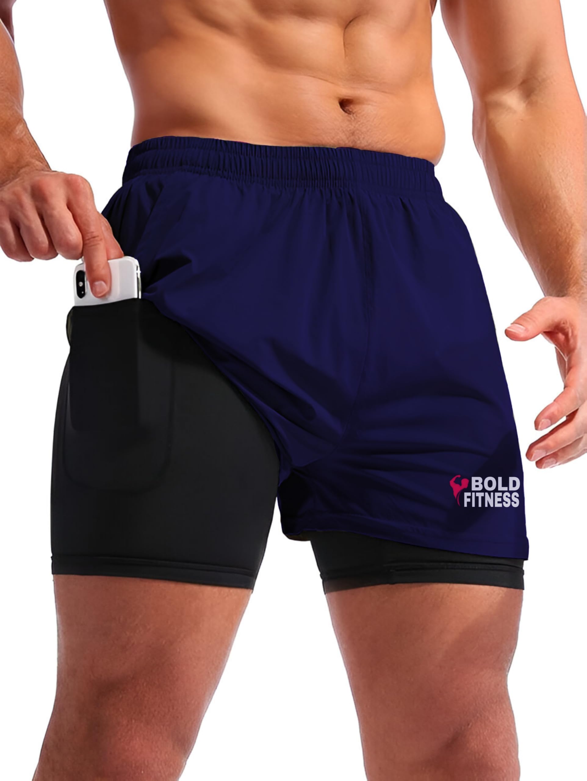 Buy BOLD FITNESS 2 in 1 Active Dual Shorts with Inner Tights Layer ...