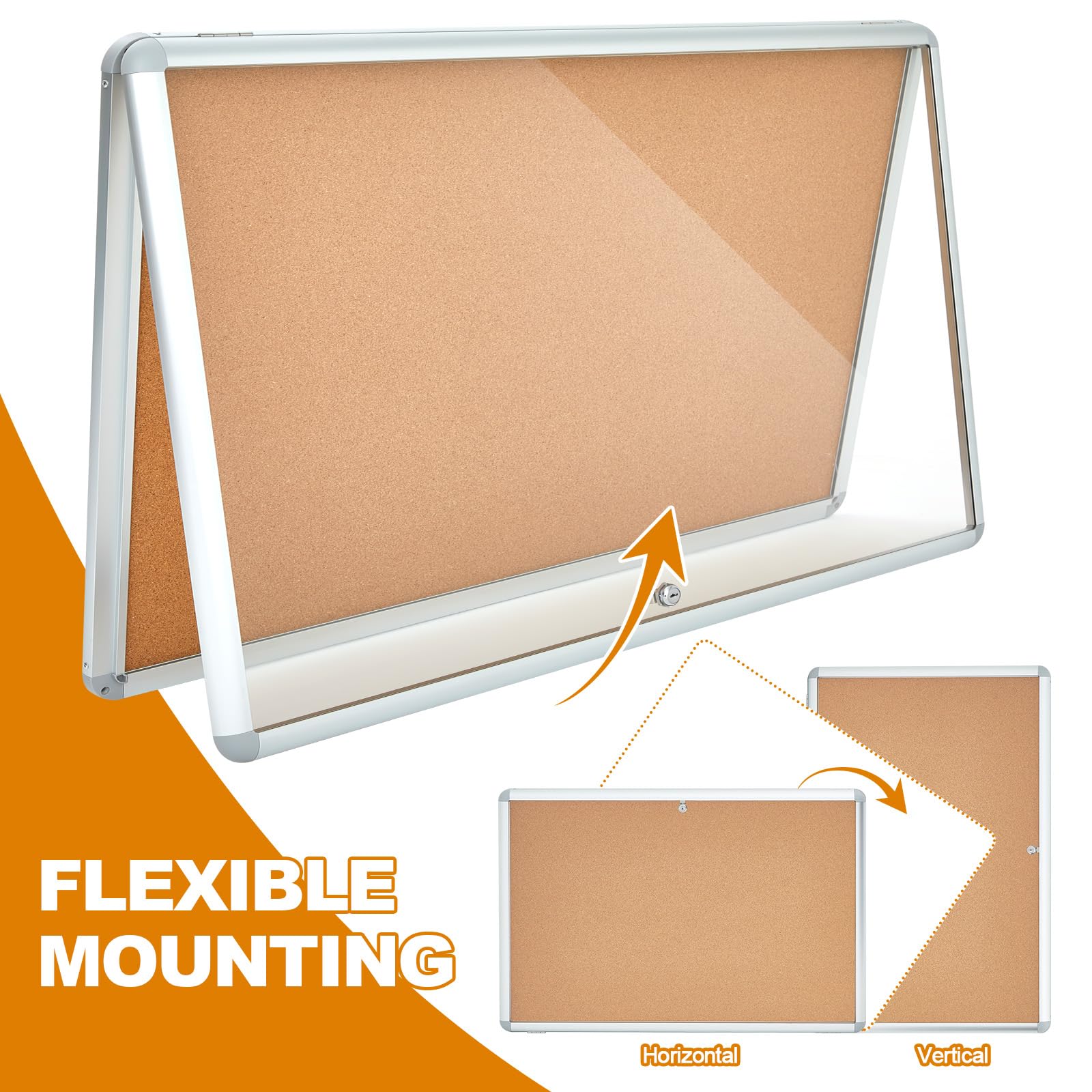 Geetery Locking Bulletin Board Tamperproof Lockable Cork Noticeboard ...