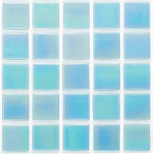 URBN Contemporary Light Sky Blue Iridescent Glass Mosaic Tile for ...
