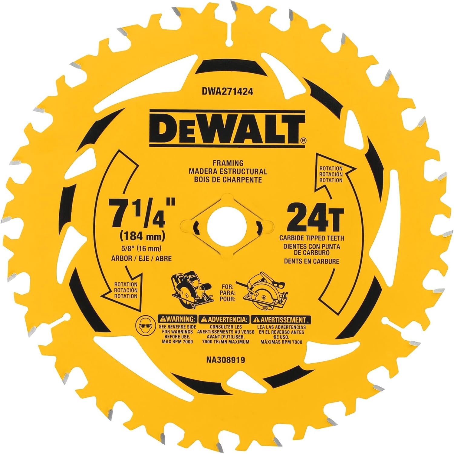 DEWALT 7-1/4 in. 24T Circular Saw Blade, Smooth Cutting, Superior ...