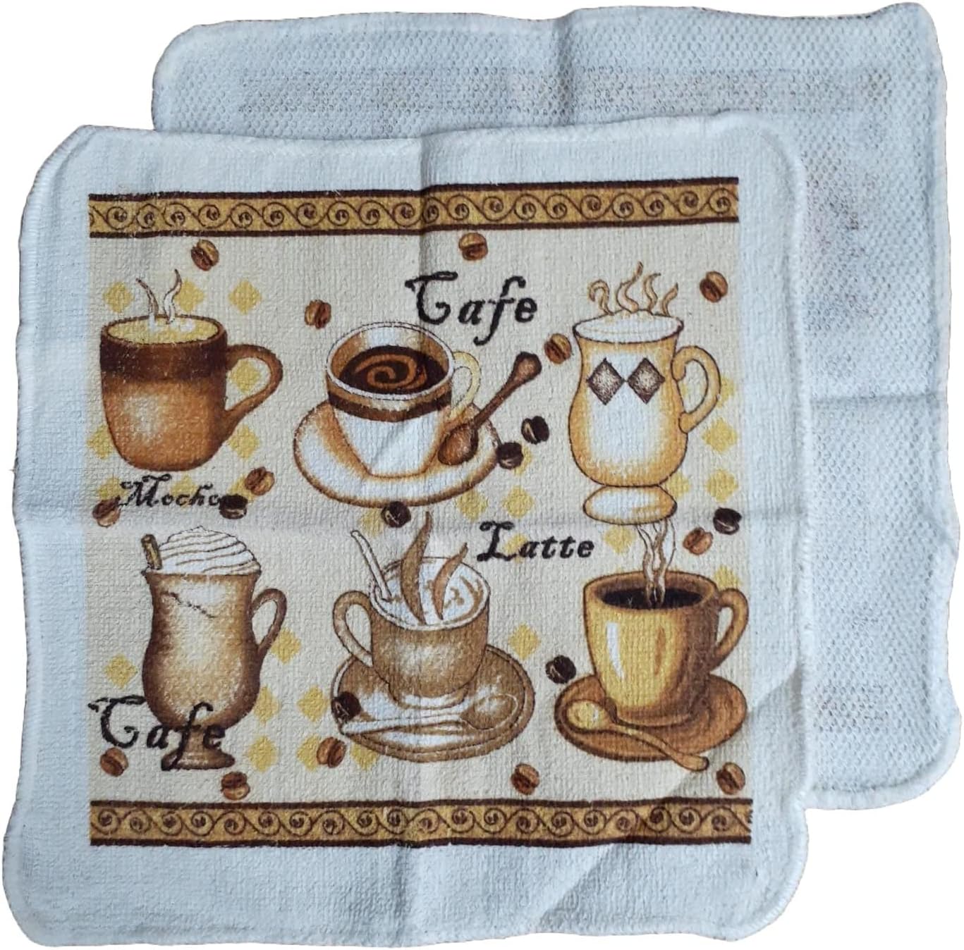 Amazon.com: Set of 2 Coffee Theme Print Two-sided Kitchen Dish Scrubber ...