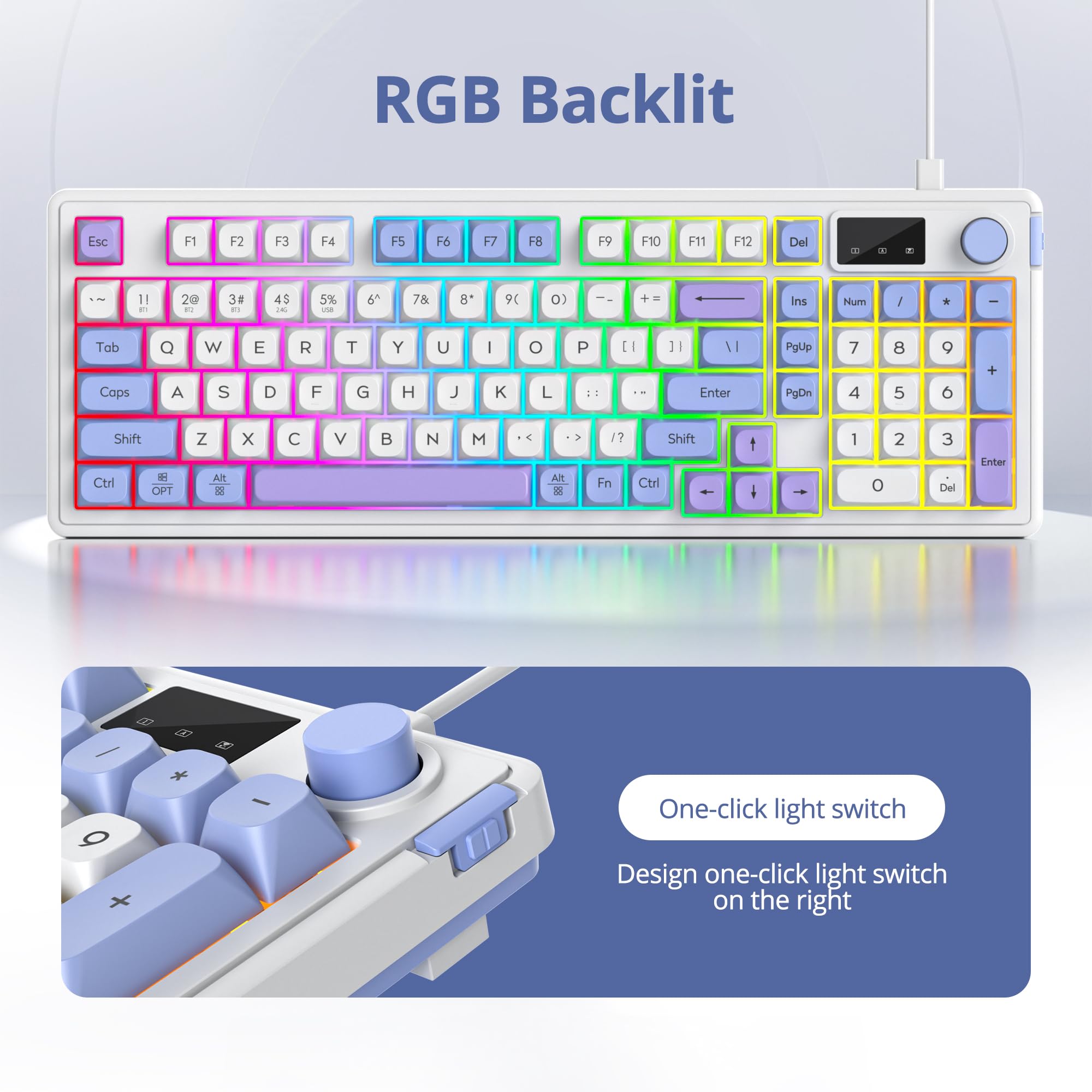 Snapklik.com : Mosptnspg RGB Mechanical Feel Membrane Wireless Keyboard ...