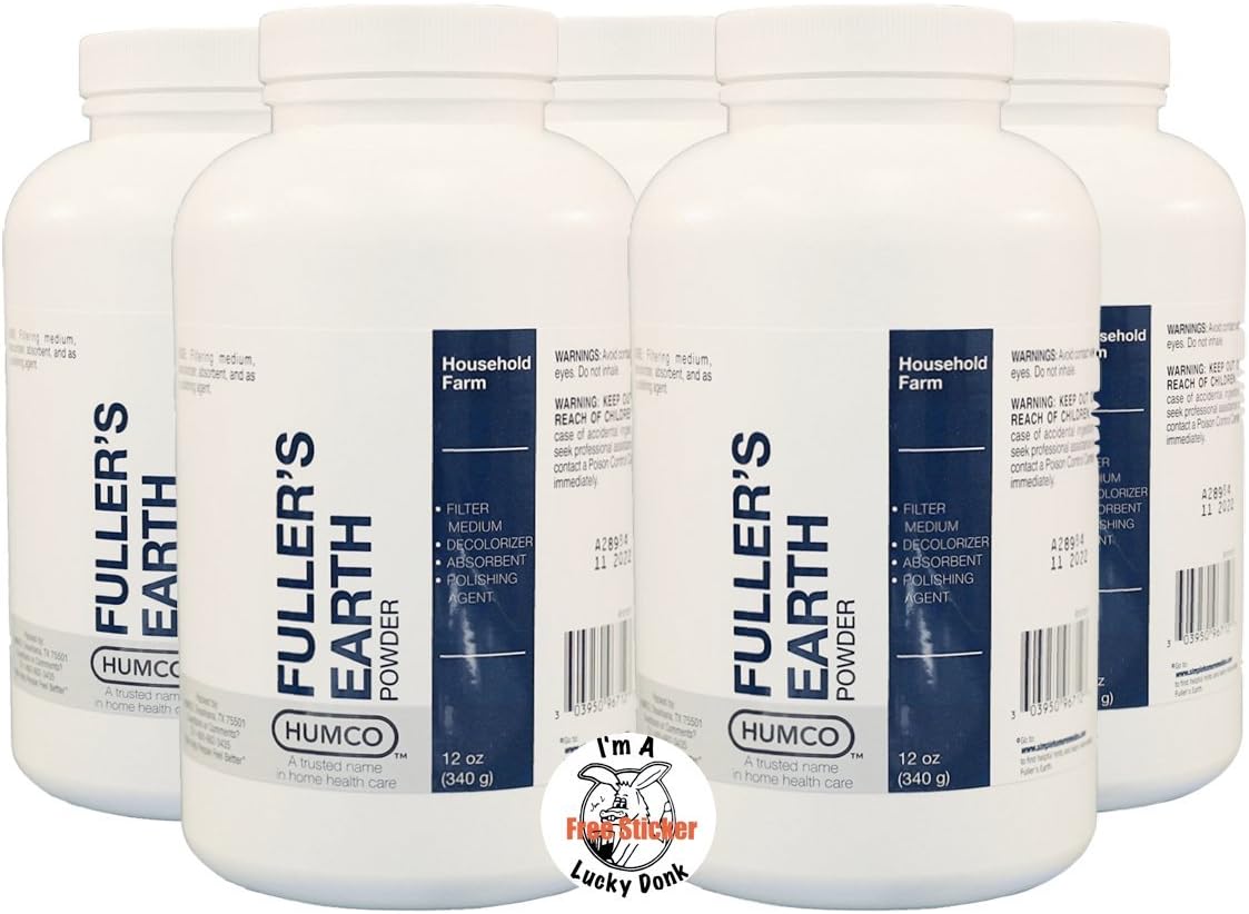 Amazon.com: 5 pack Humco Fuller's Earth Powder plus free sticker by ...