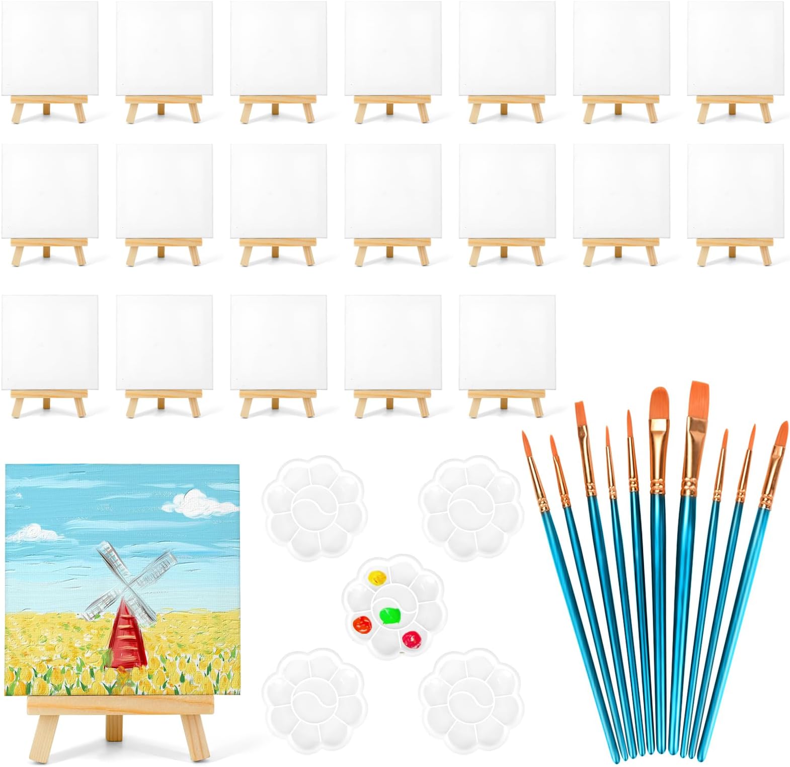 Amazon.com: 54 Pack Canvas with Easel Set 8 x 10 Inch Canvas Boards ...