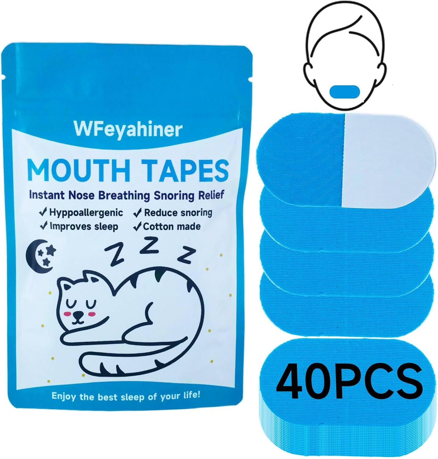 Mouth Tape for Sleeping, 40 Pcs Anti Snoring Sleeping Tape, Cotton ...