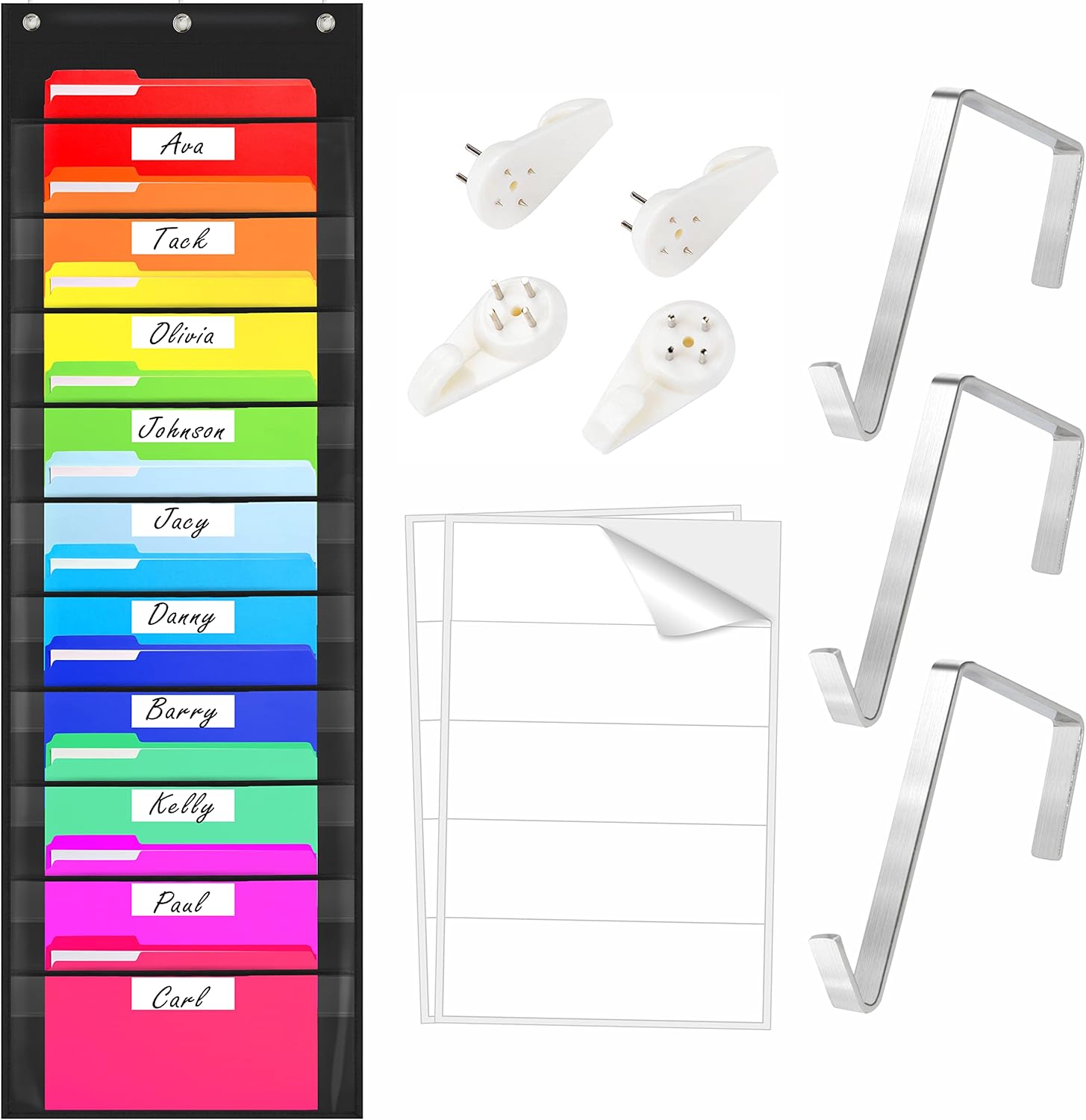Storage Pocket Chart, Heavy Duty Wall File Organization Folder with 10 ...