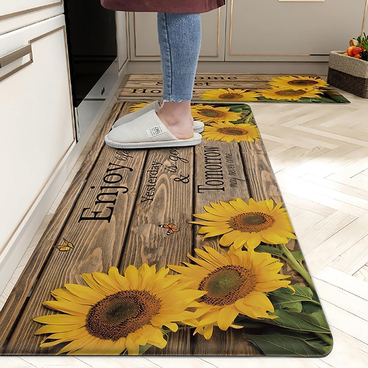 Amazon.com: Tinideya 3 Pcs Sunflower Kitchen Rug Set Sunflower Kitchen ...