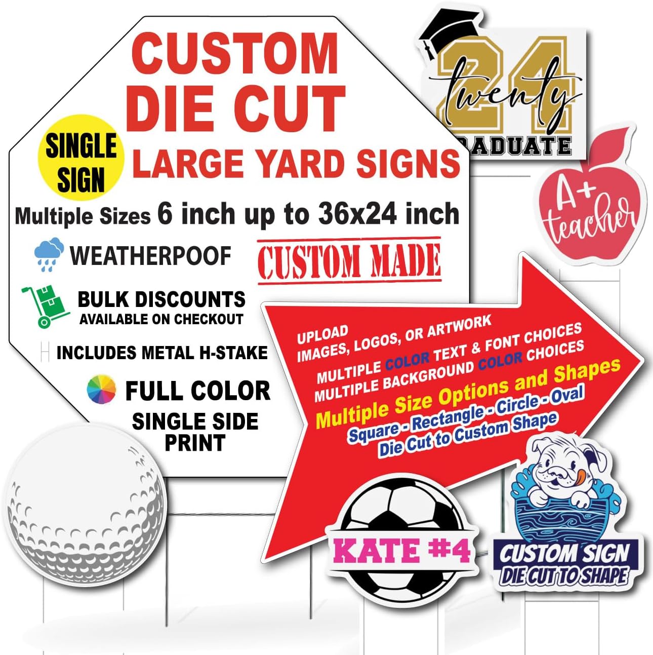 Amazon.com : Custom Die Cut Yard Sign, Die Cut to Artwork or Shapes ...