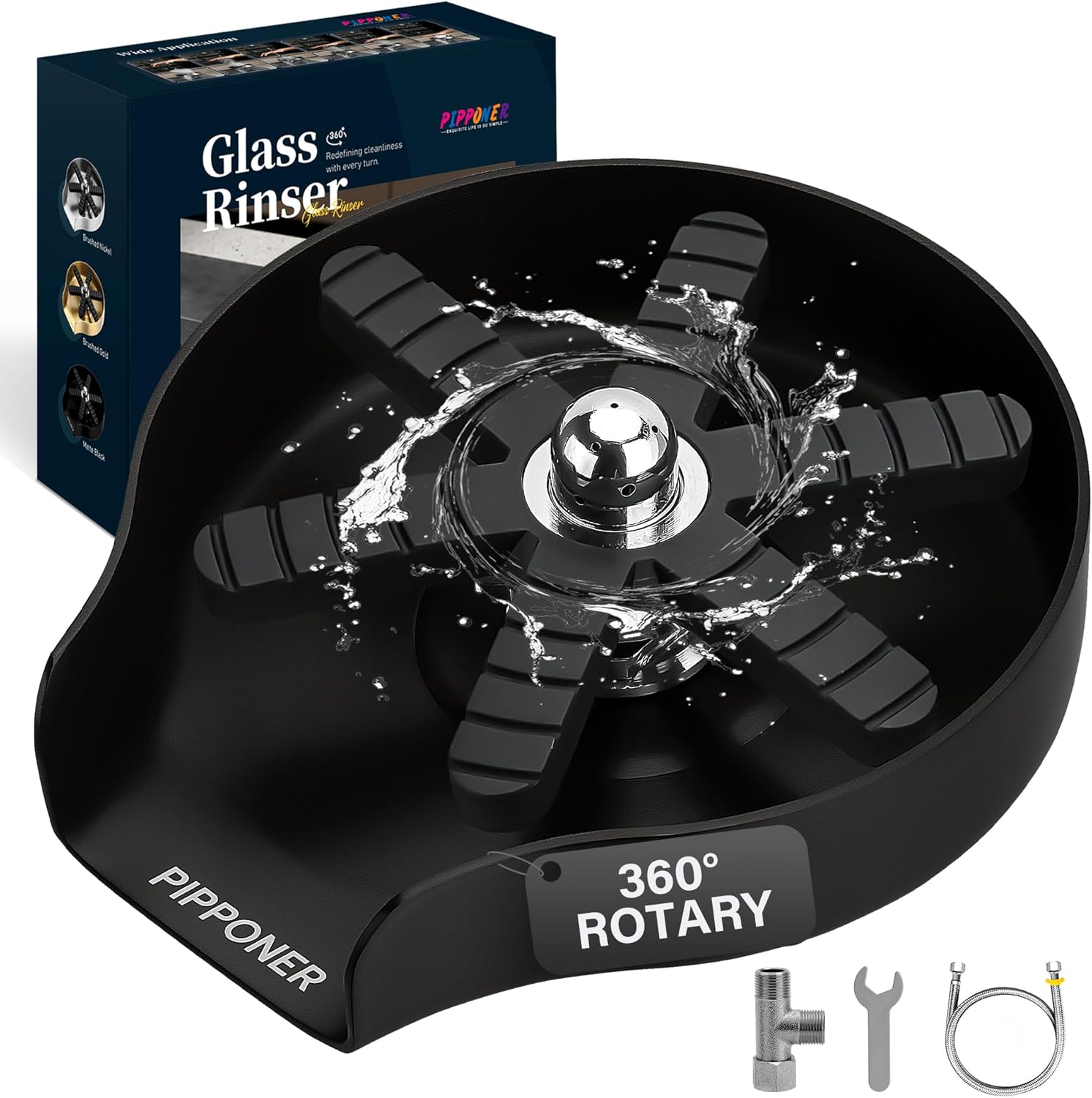 PIPPONER Metal Glass Rinser for Kitchen Sink,Upgrade 360°Rotating Jet ...