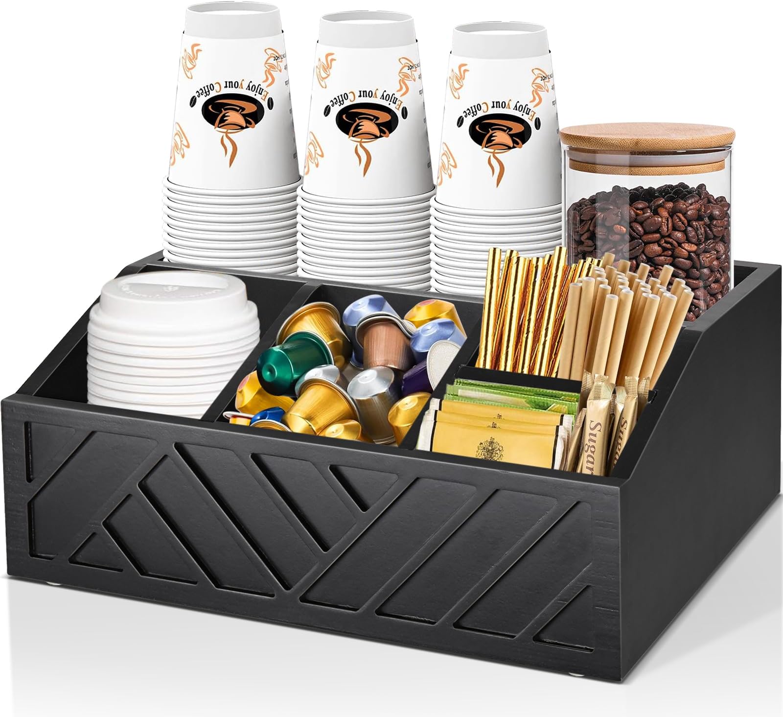 Amazon.com: CALLARON Coffee Station Organizer Coffee Bar Bin Box Office ...