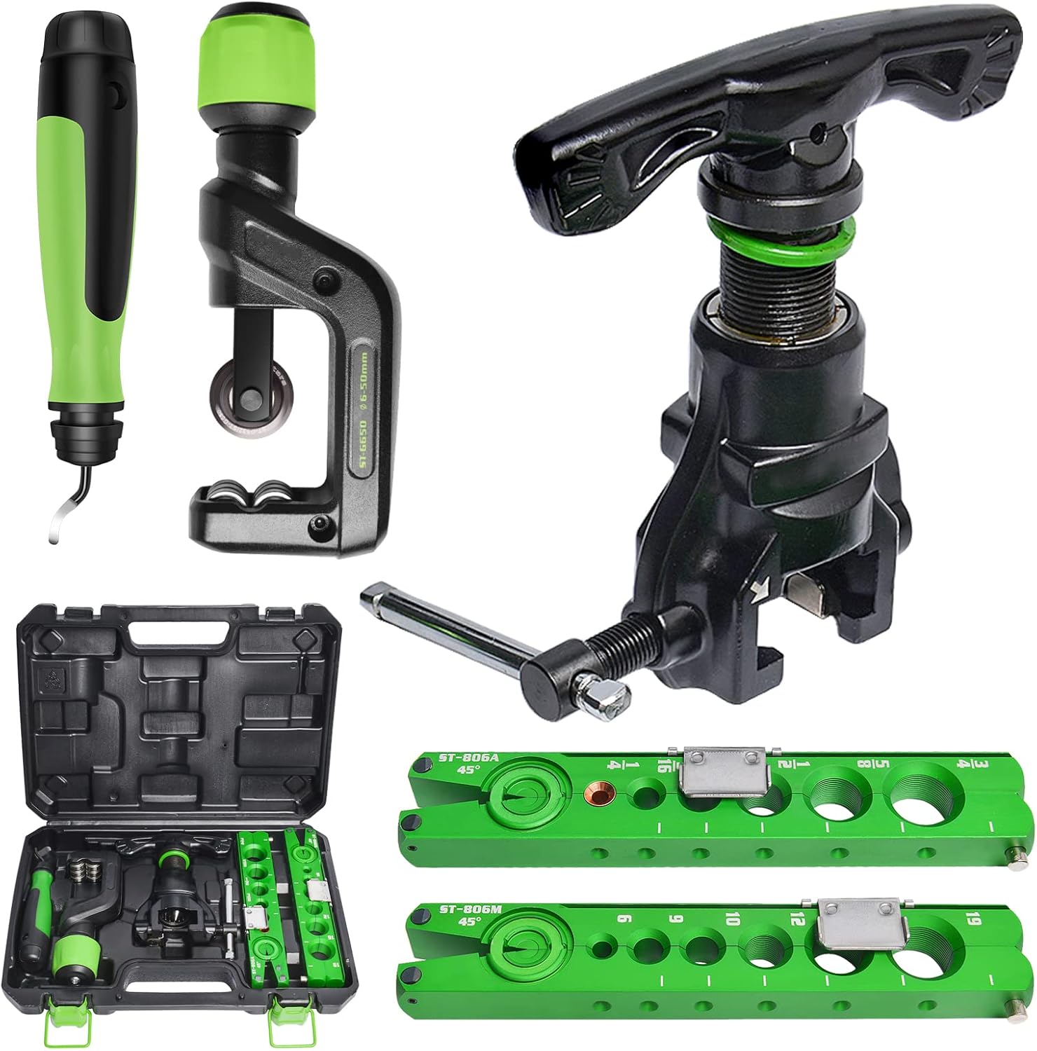 Amazon.com: HVAC Flaring Tool Kit with Pipe Cutter & Deburring Tool, 1/ ...