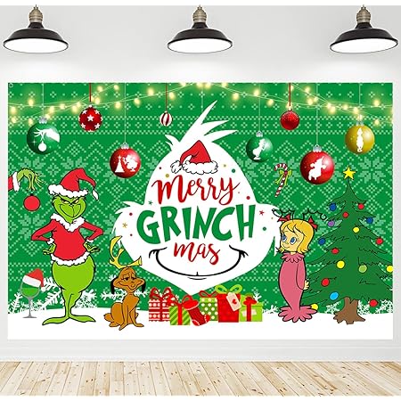 Amazon.com: Grinch Christmas Decorations Christmas Photo Booth Props ...