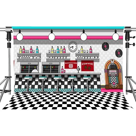 Soda Shop Diner Backdrop for Rock Roll Party 1950s Sock Hop Background ...