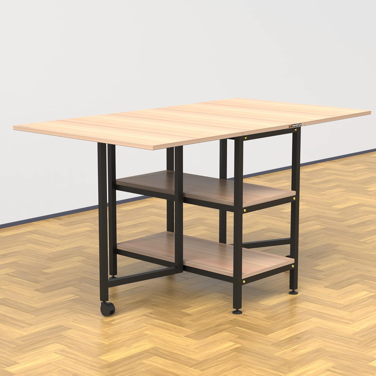 InnoFur Forio Folding Dining Table with Storage Rack for Home (Regular ...