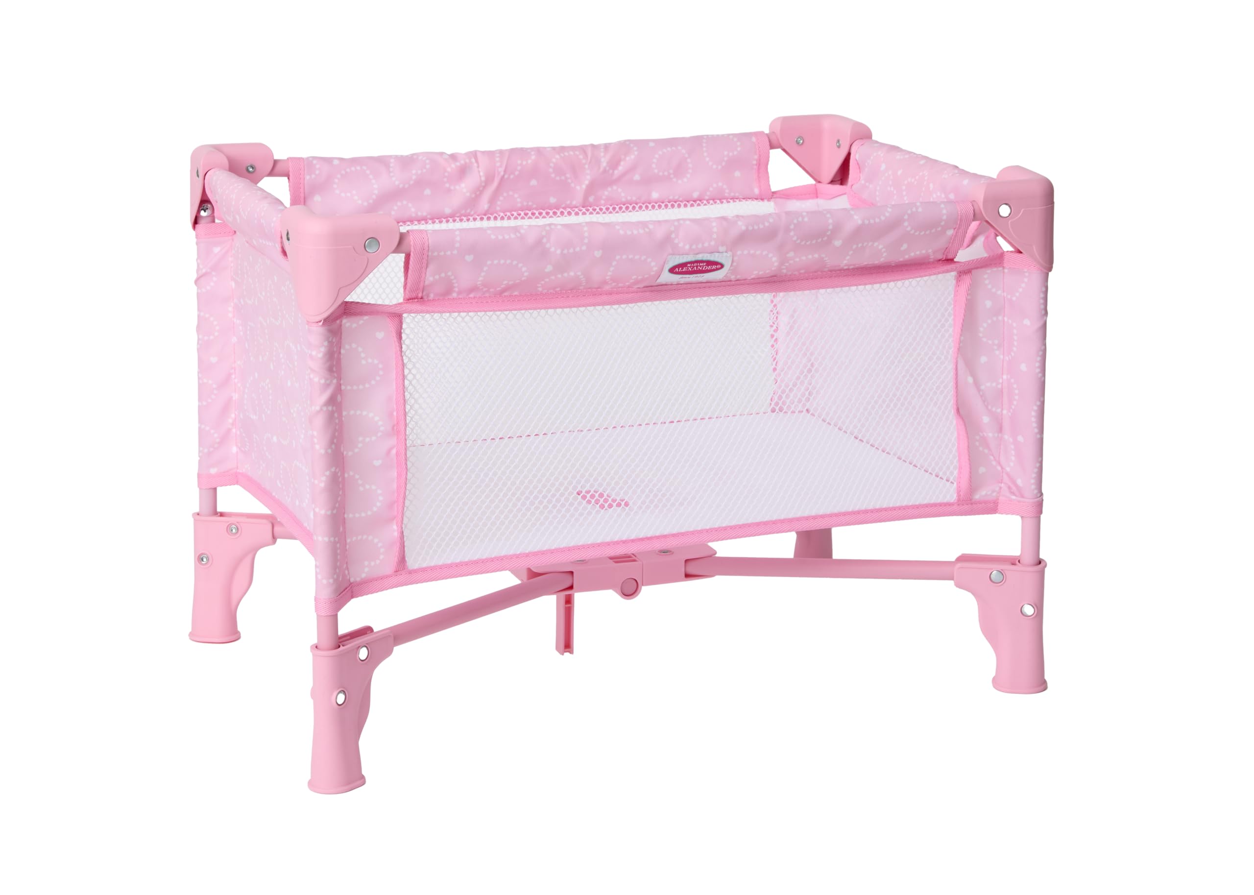 Amazon.com: Madame Alexander Pack and Play Crib for Dolls, Pink Hearts ...