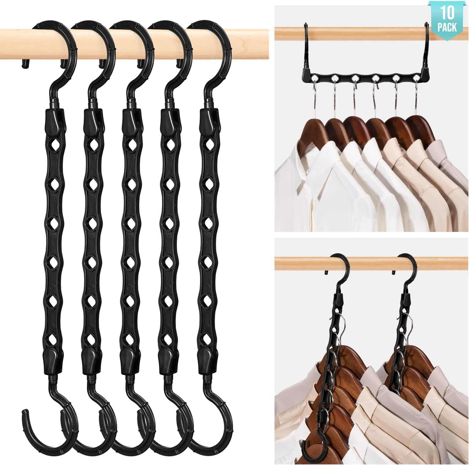 Amazon.com: DECOZY Metal Space Saving Hangers 20 Pack, Sturdy Space ...