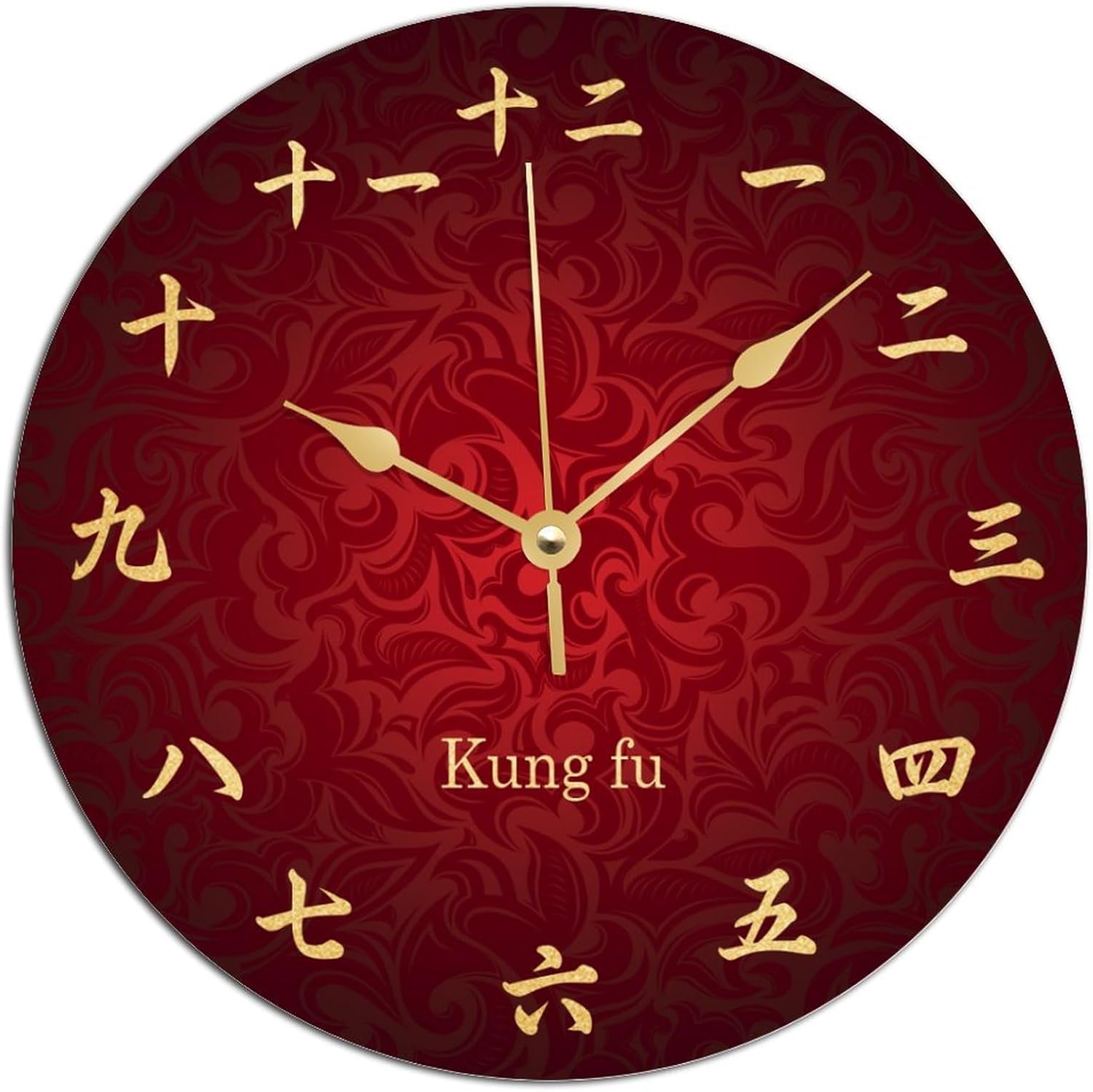 Amazon.com: Red & Gold Chinese Calligraphy Wall Clock Chinese ...