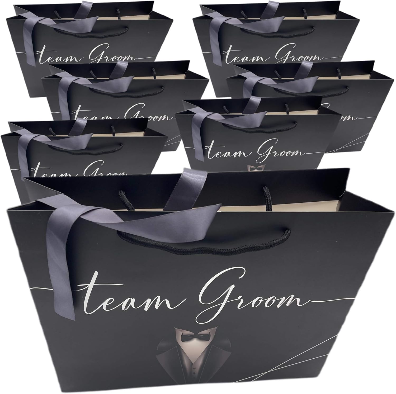 Amazon.com: Groomsmen Gift Bags, 14"x10"x4.5" Euro Style, Premium Matte ...