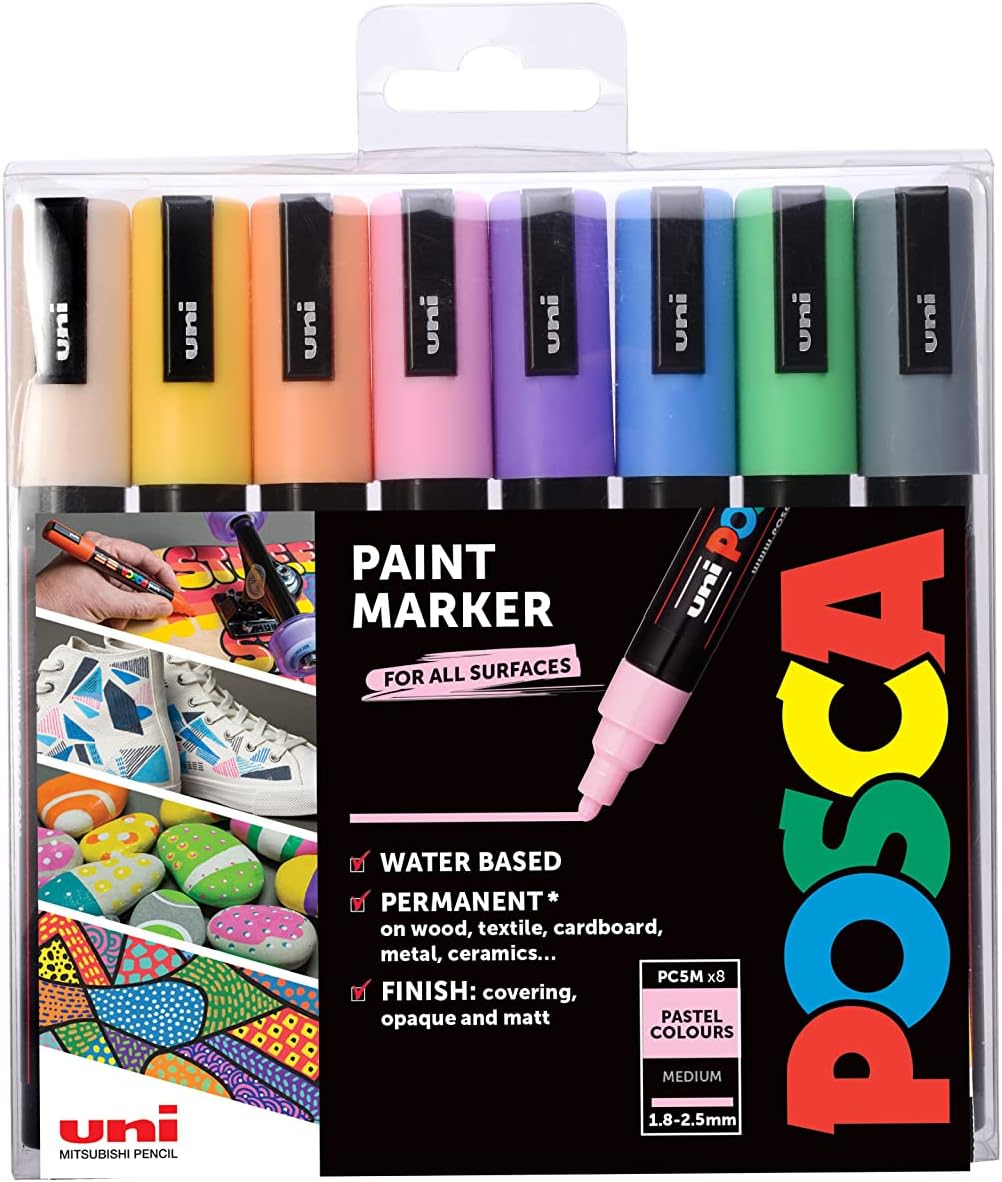 Amazon.com: Posca PC-5M Permanent Marker Paint Pens. Medium Bullet Tip ...