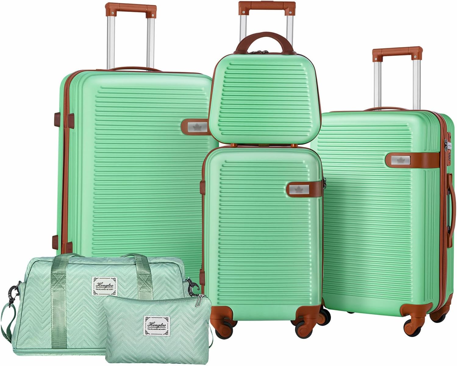 Lerinseu Luggage Set 6 Piece PC Lightweight Suitcase Set with TSA Lock ...