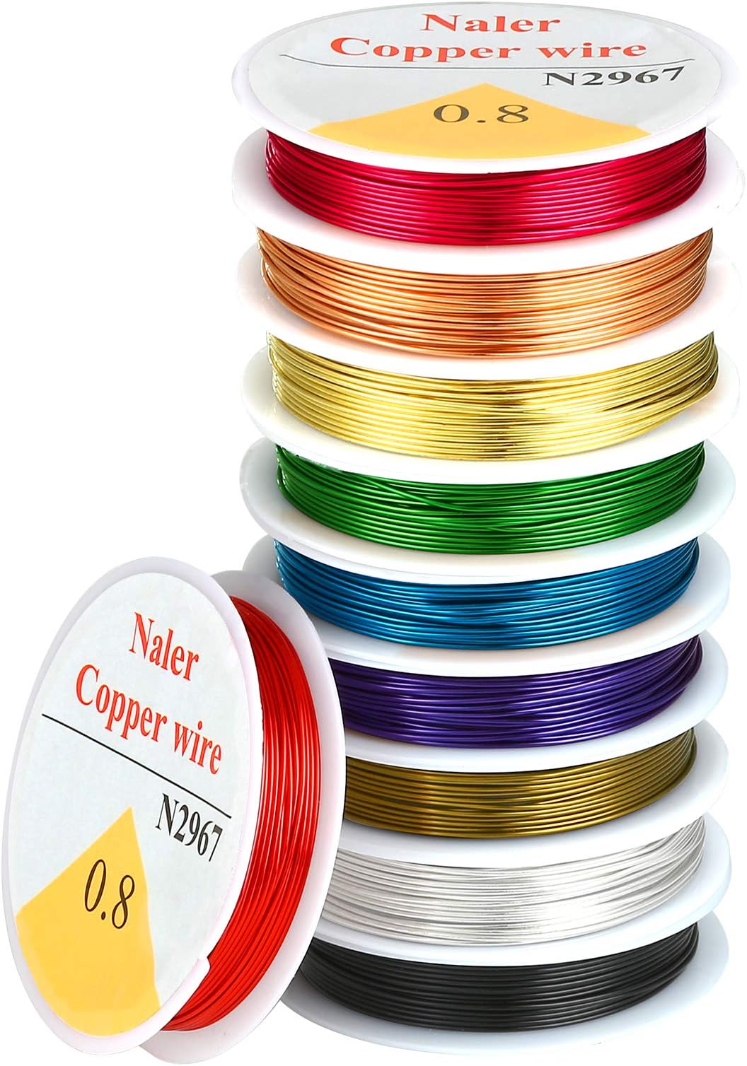 Naler 10 Rolls Craft Wire copper Wire, 0.3mm Mixed Colour Bare Copper ...