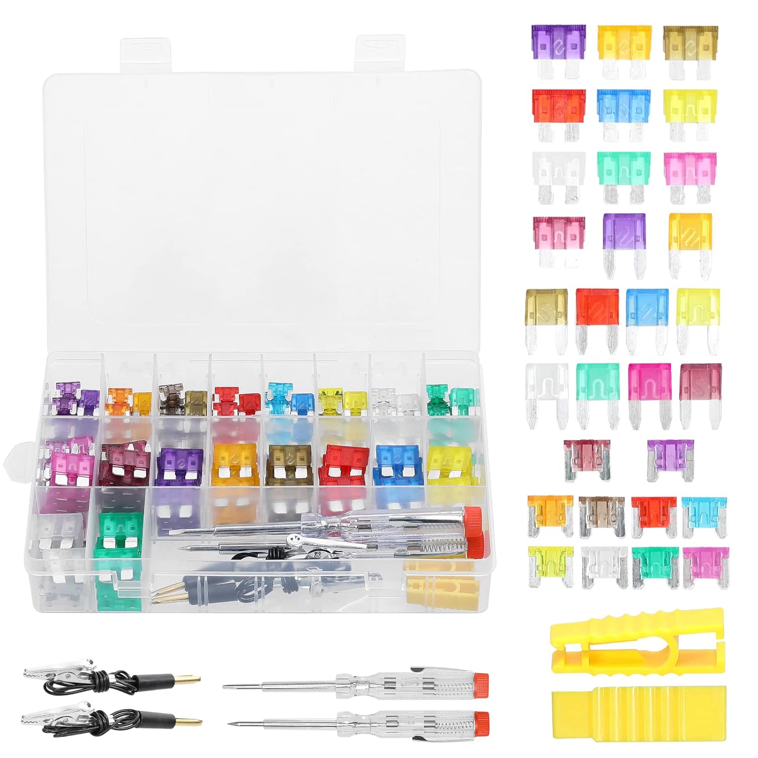 buzhi 300pcs Fuses Assortment Kit Plug-in Blade Fuse with 2 Circuit ...