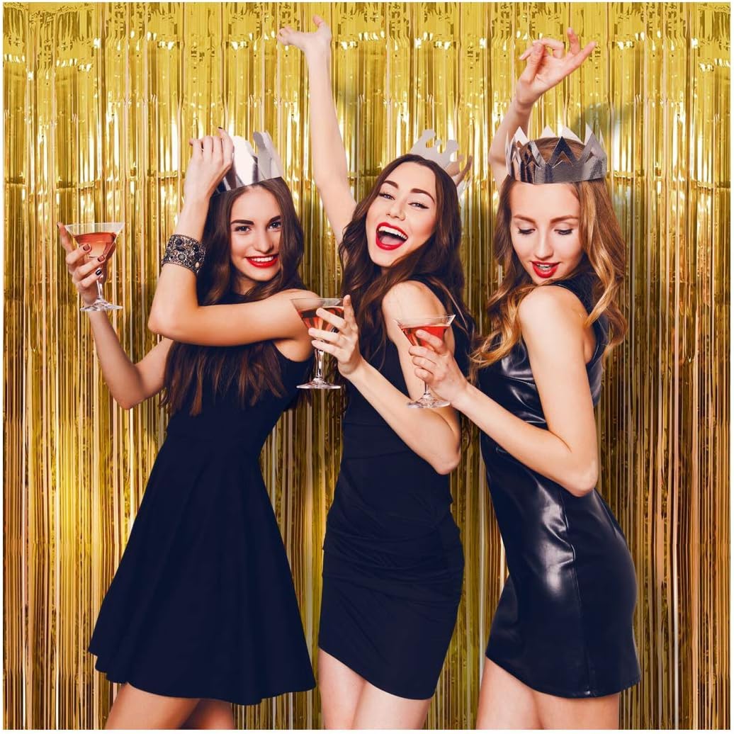 Amazon.com: Party Backdrop (Set of 2) - Stunning Gold Foil Fringe ...