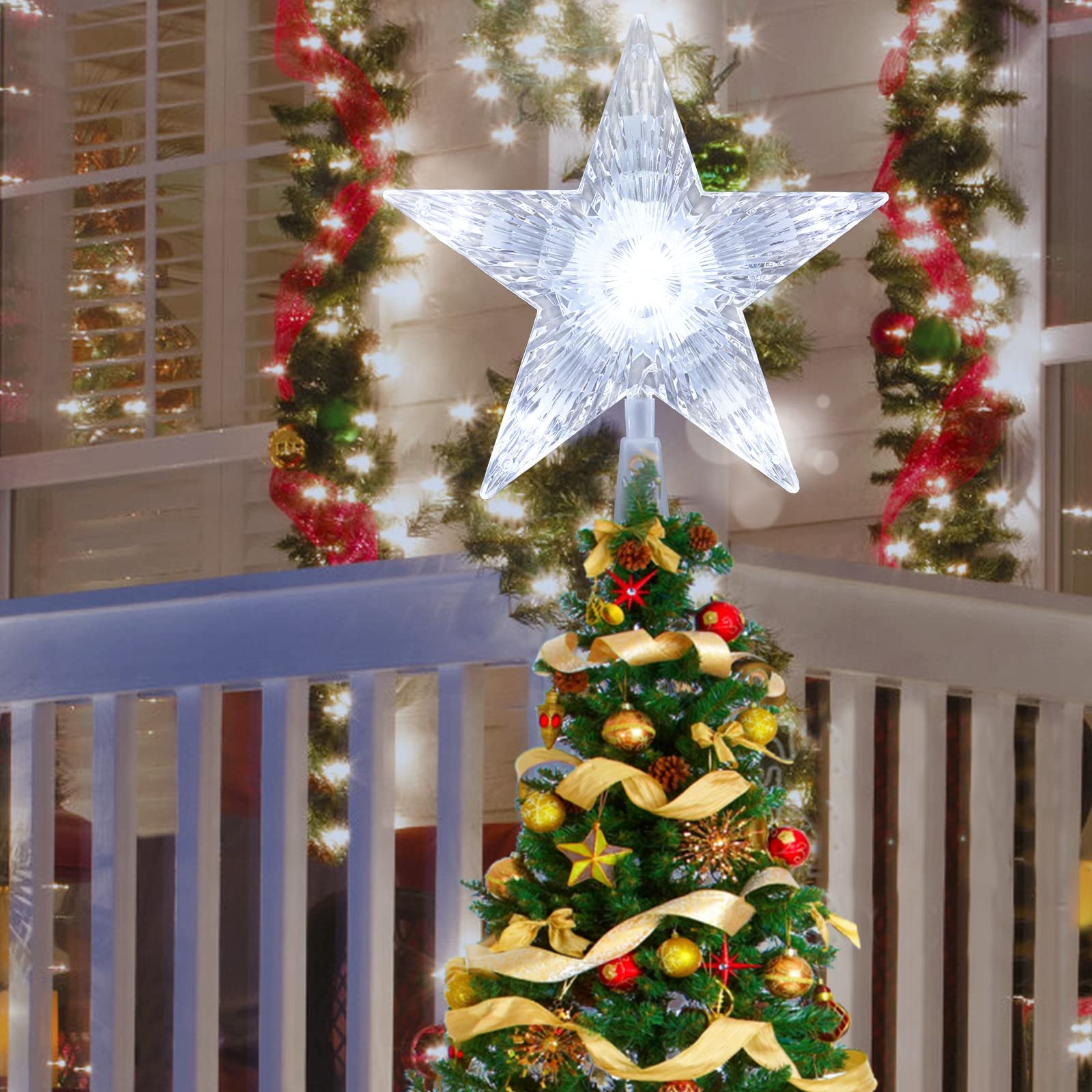 Buy MUMTOP Tree Topper Star Lighted - 8.3-inch Star Christmas Tree ...