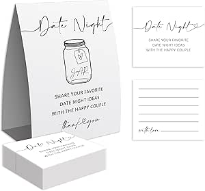 Amazon.com: Date Night Game Sign and 50 Date Night Cards Bridal Shower ...