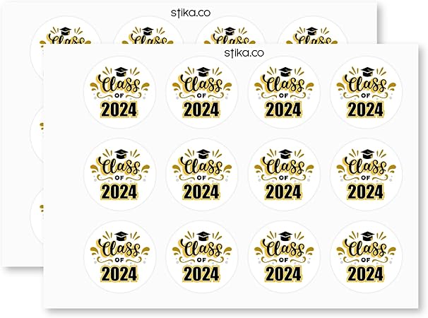 stika.co Pack of 24 Graduation 2024, Class of 2024 Paper Labels ...
