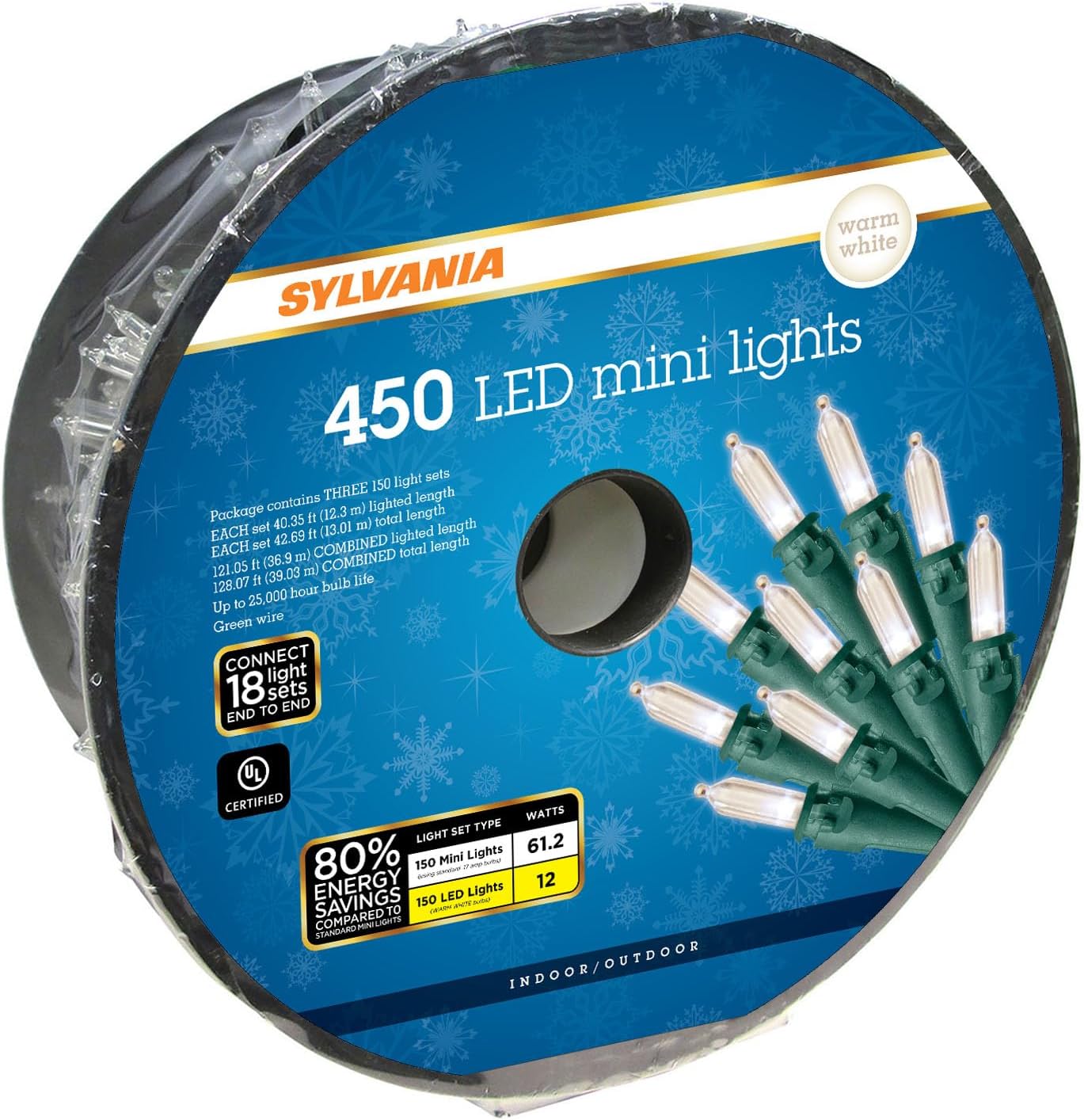 Amazon.com: SYLVANIA LED MINI Warm White 450 Ct Christmas Lights : Home ...