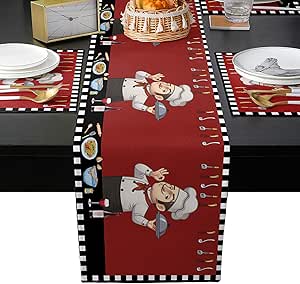 Amazon.com: Placemats with Table Runner, Fat Chef Table Runner and ...