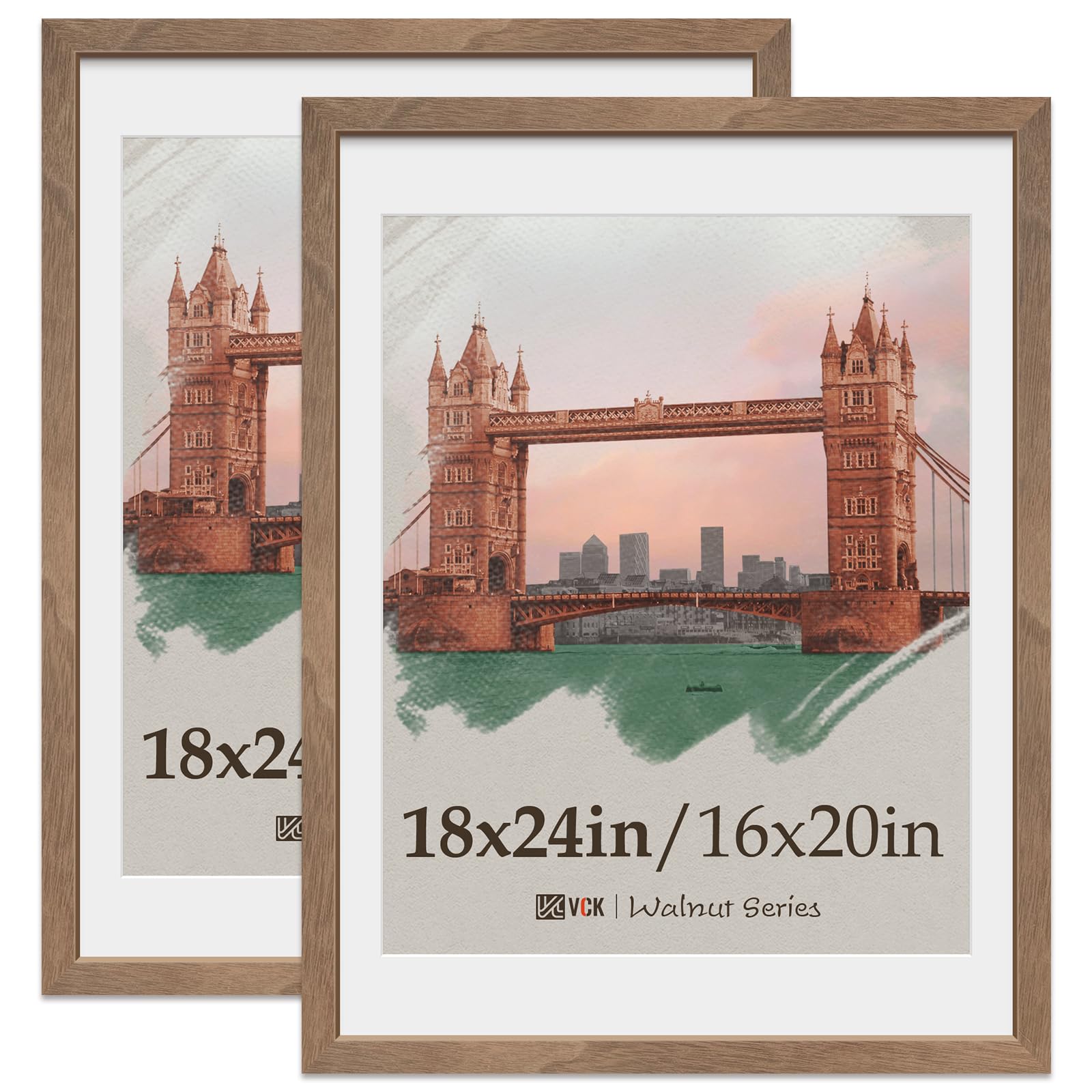 Vck 18x24 Poster Frame 2 Pack Natural Wood Grain Brown Walnut Display