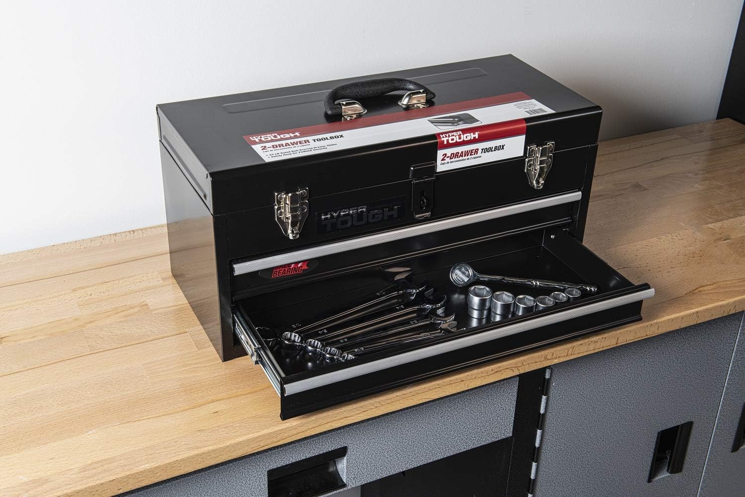 Hyper Tough Black 20 in. 2-Drawer Metal Hand Tool Box User Manual
