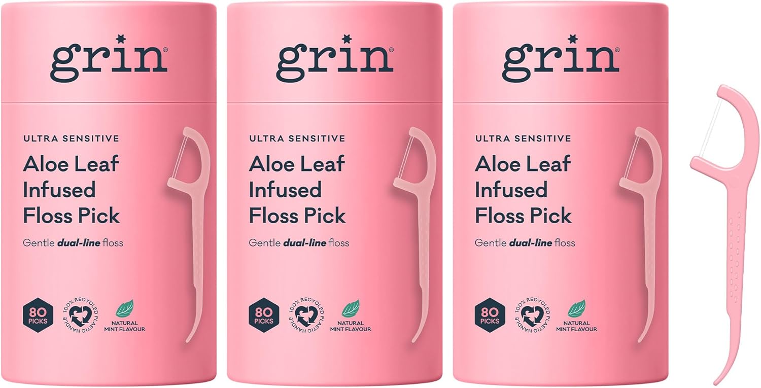 Amazon.com: Grin Tooth Picks Flossers for Adults – Aloe Leaf Infused ...