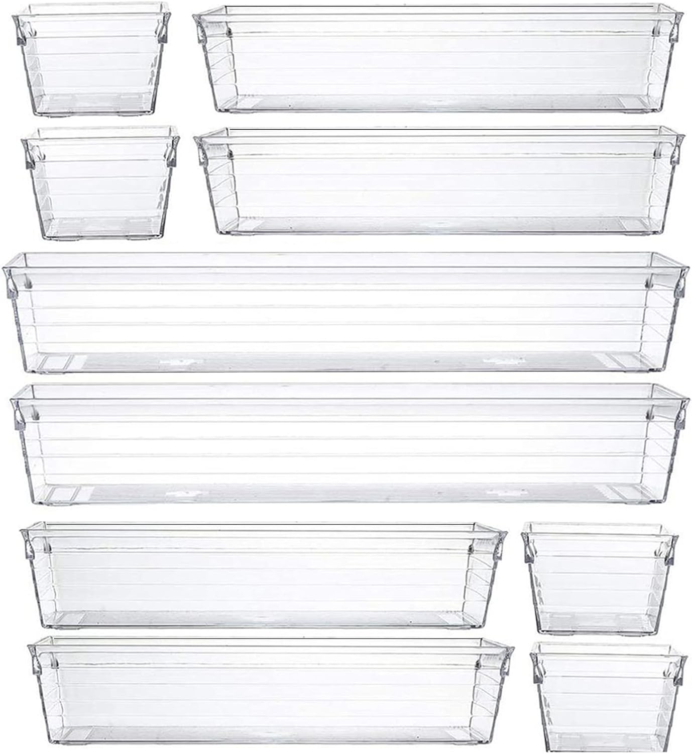 Amazon.com: 10Pcs Clear Drawer Organizer Set 3-Size Desk Drawer ...