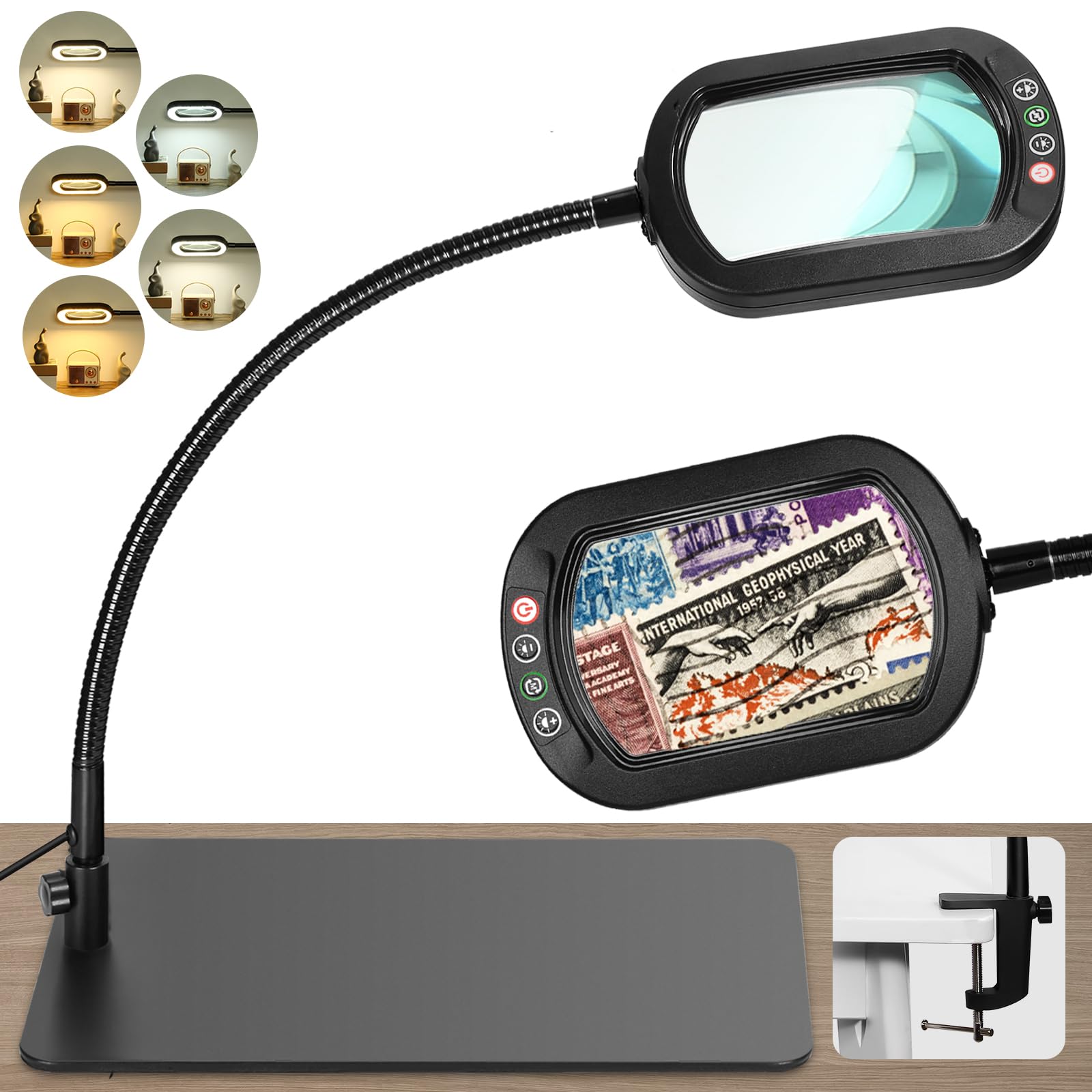 Amazon.com: 10X Rectangle Magnifying Glass with Light and Stand, 5 ...