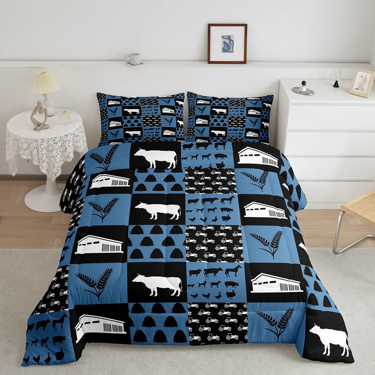 Amazon.com: Tractor Bedding Set Cartoon Farm Animals Comforter for Boys ...