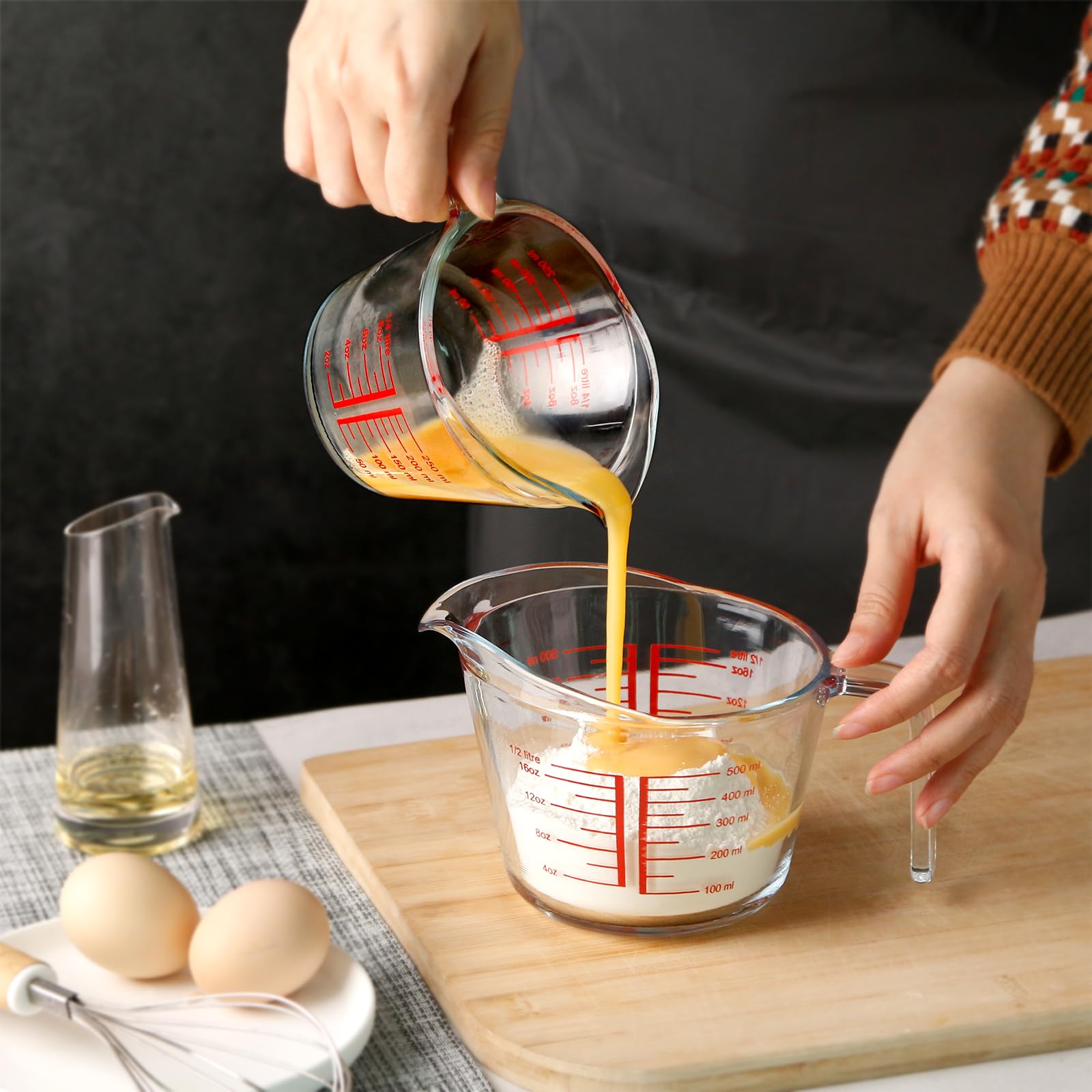 Snapklik.com : 8oz (1-Cup) Glass Measuring Cup, Heighten Spout For Easy ...