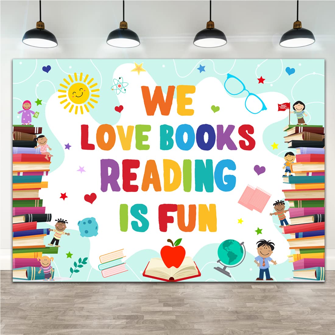 Amazon.com: Lofaris World Book Day Backdrop We Love Books Reading is ...