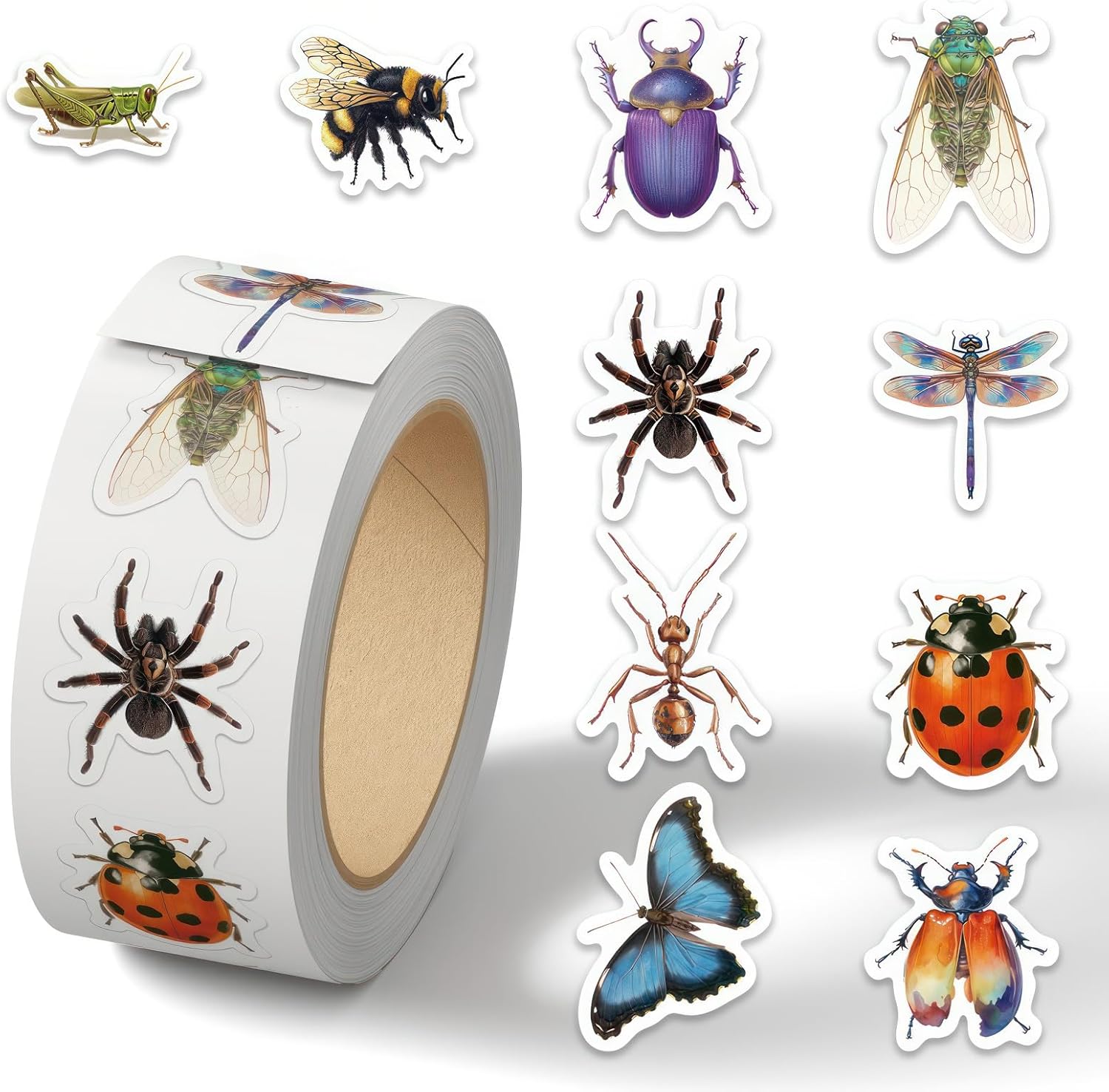 Amazon.com: 500Pcs Insect Bug Stickers Rolls - 10 Design Realistic ...