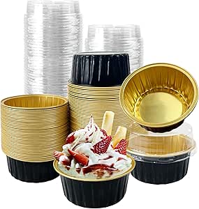 Amazon.com: 100Pcs Aluminum Cups with Lids,5oz Disposable Ramekin ...