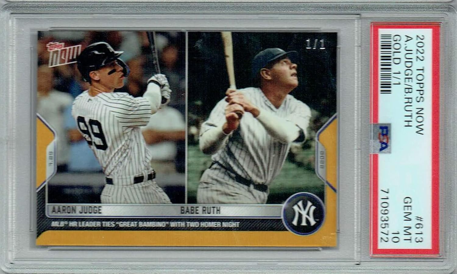 Amazon.com: Aaron Judge Babe Ruth PSA 10 2022 Topps Now #613 Yankees ...