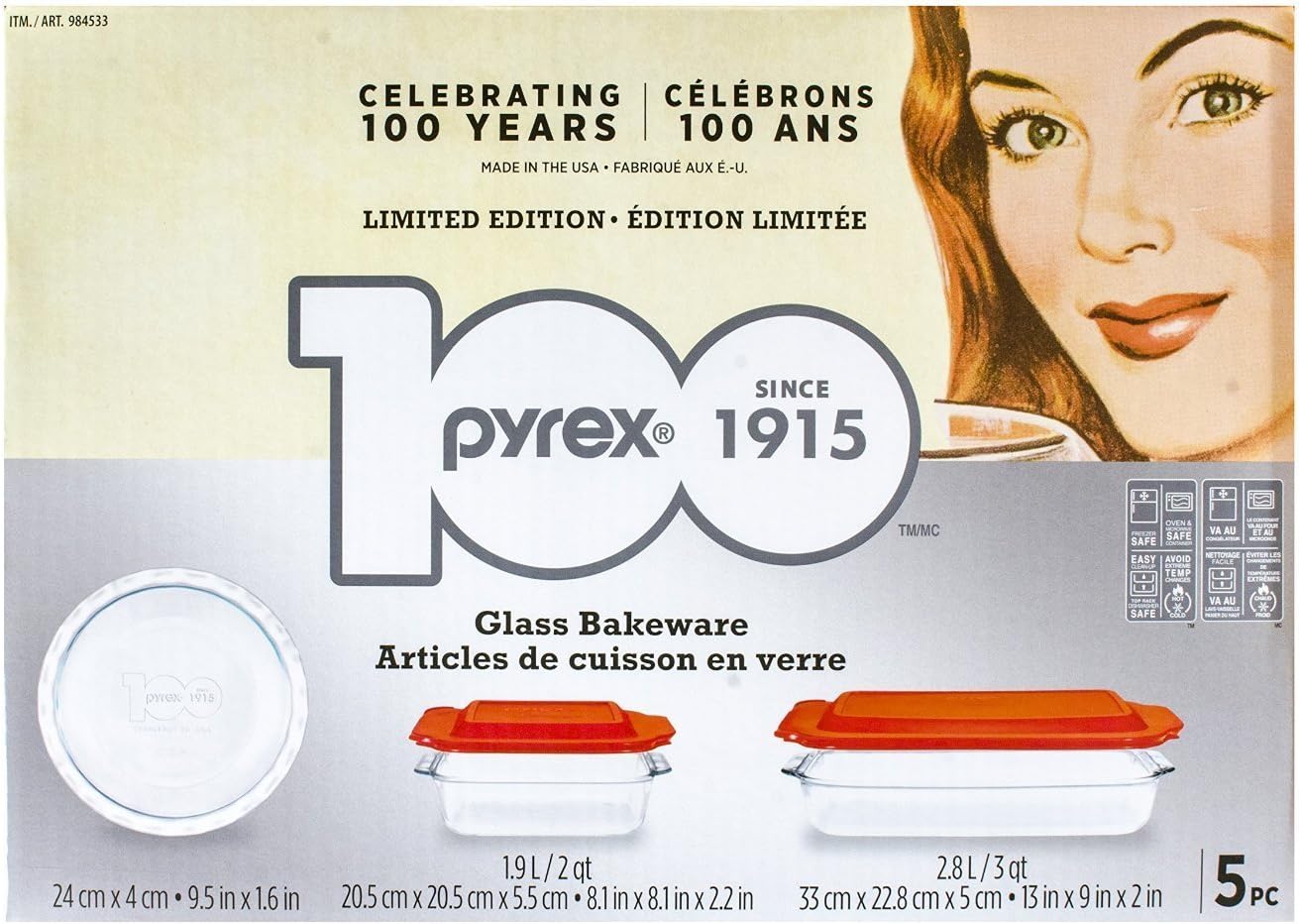 Amazon.com: Pyrex Easy Grab 5-Piece Glass Bakeware Set: Bake And Serve ...