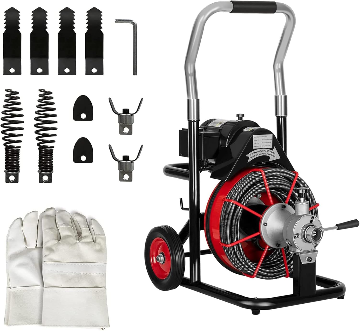 100Ft x 3/8Inch Drain Cleaner Machine Fit 1" to 4" Pipes, 370W Drain ...